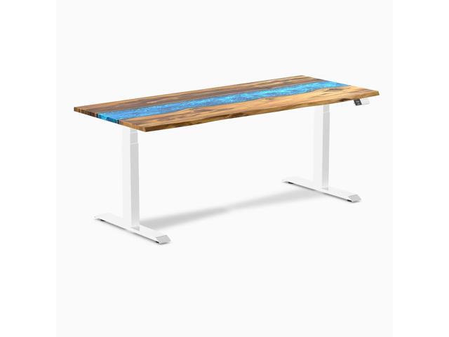 Click here for Desky Dual Resin Hardwood Sit Stand Desk - Teak Bl... prices