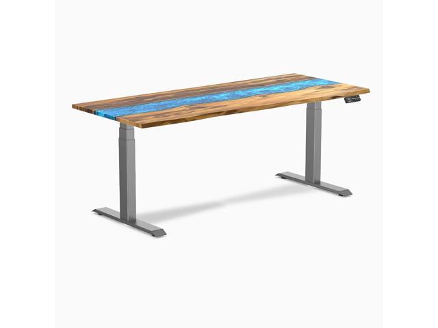 Click here for Desky Dual Resin Hardwood Sit Stand Desk - Teak Bl... prices
