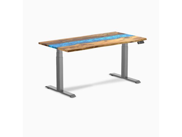 Click here for Desky Dual Resin Hardwood Sit Stand Desk - Teak Bl... prices