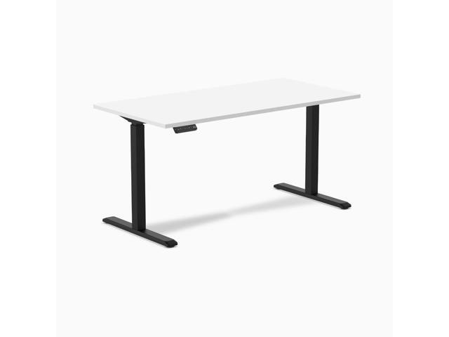 Click here for Desky Single Sit Stand Desk - White / 59x29.5 / Bl... prices