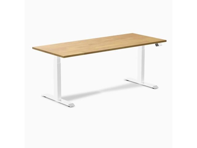 Click here for Desky Dual Rubberwood Sit Stand Desk - Light Oak /... prices