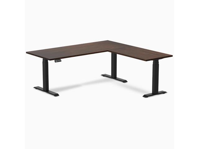Click here for Desky Rubberwood L-Shape Sit Stand Desk - Dark Wal... prices