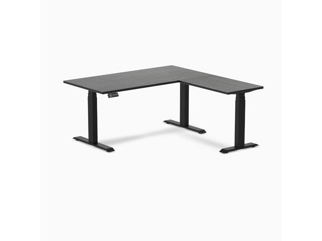 Click here for Desky Bamboo L-Shape Sit Stand Desk - Dark Bamboo... prices