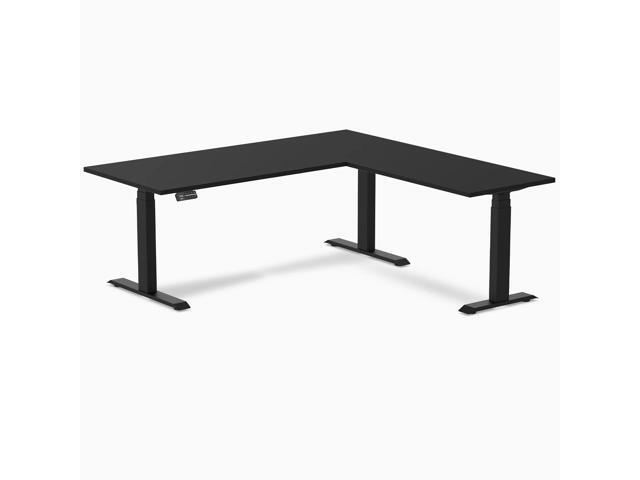 Click here for Desky L-Shape Laminate Sit Stand Desk - Black / 70... prices
