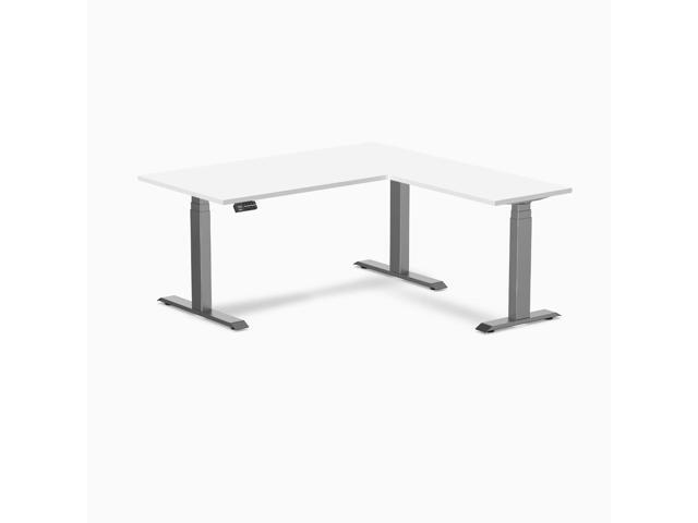 Click here for Desky Eco L-Shape Laminate Sit Stand Desk - White... prices