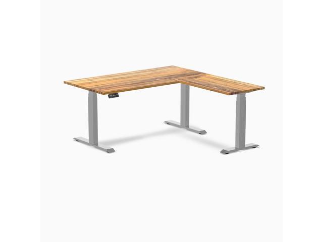 Click here for Desky Hardwood L-Shape Sit Stand Desk - Teak / 60... prices