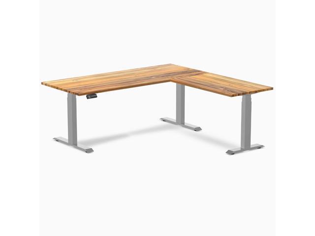 Click here for Desky Hardwood L-Shape Sit Stand Desk - Teak / 72... prices