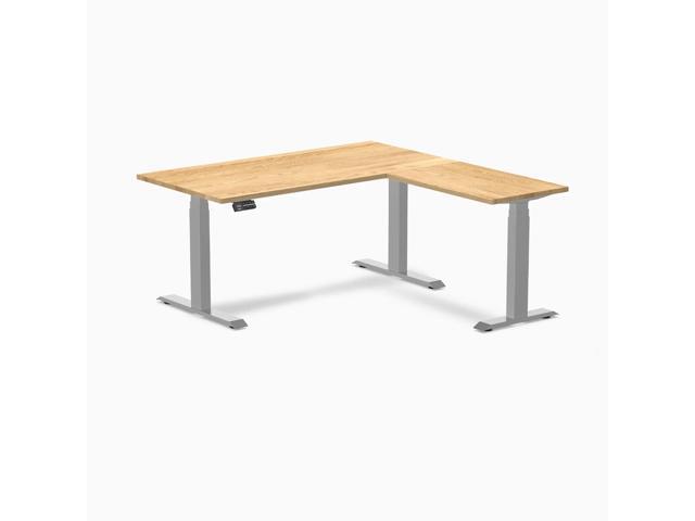 Click here for Desky Hardwood L-Shape Sit Stand Desk - White Oak... prices