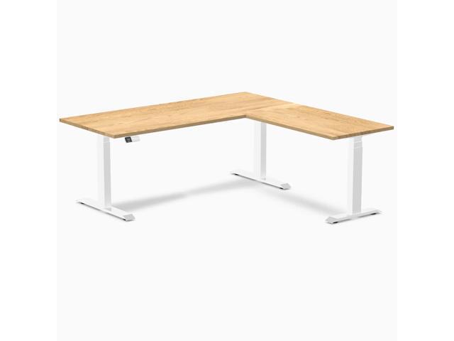 Click here for Desky Hardwood L-Shape Sit Stand Desk - White Oak... prices