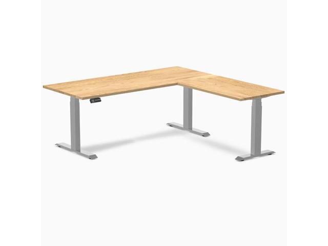 Click here for Desky Hardwood L-Shape Sit Stand Desk - White Oak... prices