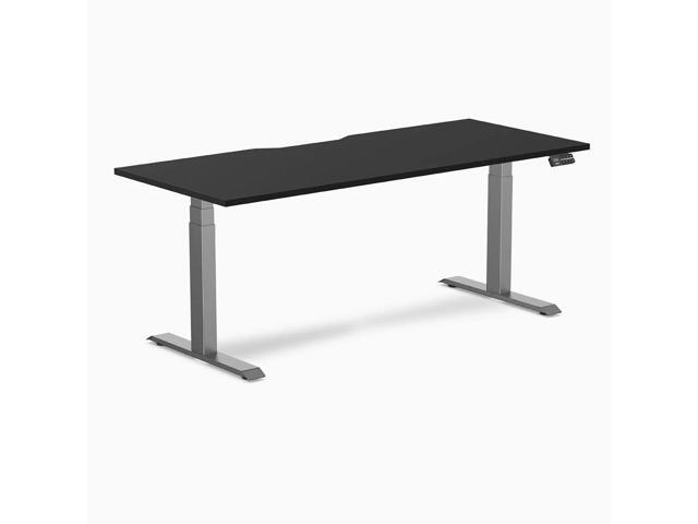Click here for Desky Dual Scalloped Laminate Sit Stand Desk - Bla... prices