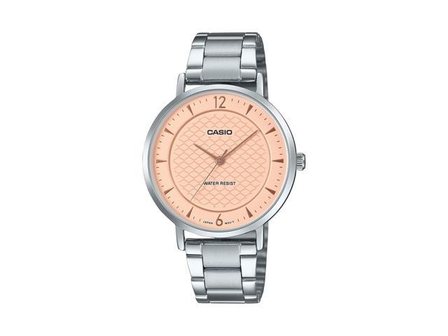 Click here for Casio Womens Silver Watch with Pink Textured Dial... prices