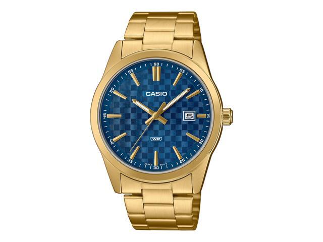 Click here for Casio Mens Gold Analog Watch with Blue Pattern Dia... prices