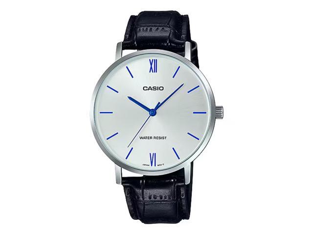 Click here for Casio Mens Silver Analog Watch with Blue Accents a... prices
