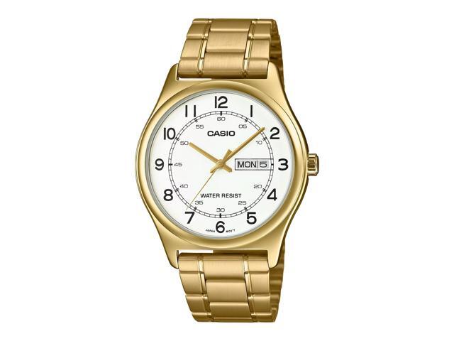 Click here for Casio Mens Gold Analog Watch with White Dial and D... prices