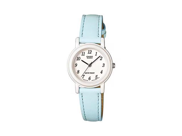Click here for Casio Womens White Analog Watch with Light Blue Le... prices