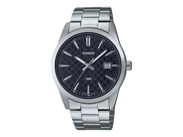 Click here for Casio Mens Black Check-Pattern Dial Stainless Stee... prices