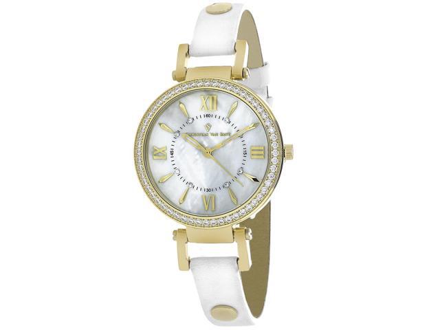 Click here for Christian Van Sant Womens Petite White MOP Dial Wa... prices