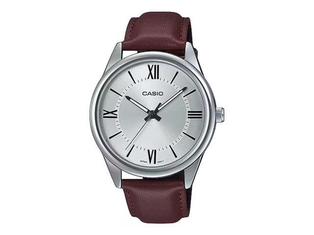 Click here for Casio Mens Silver Dial Brown Leather Strap Watch -... prices
