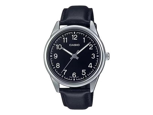 Click here for Casio Mens Black Leather Watch with Black Dial - M... prices