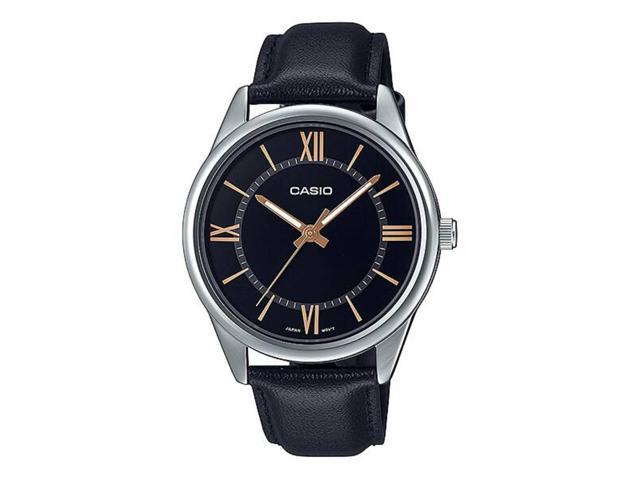 Click here for Casio Mens Black Leather Watch with Black Dial - M... prices