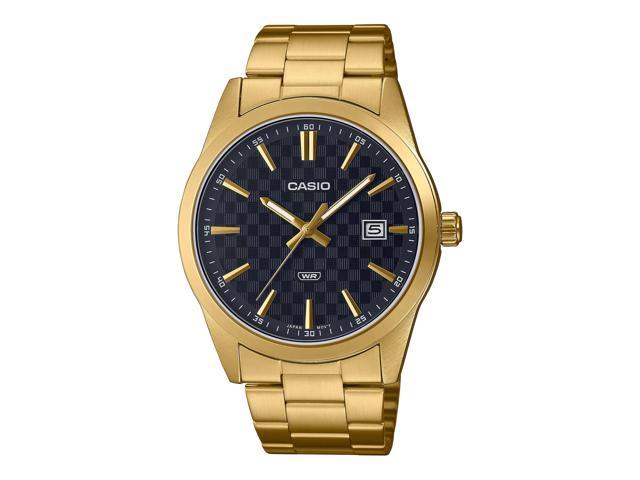 Click here for Casio Mens Gold-Tone Stainless Steel Watch with Bl... prices
