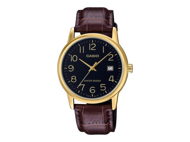 Click here for Casio Mens Gold Watch with Black Dial and Brown Le... prices