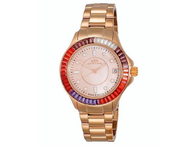 Click here for Oniss Womens Crown II Salmon Dial Watch - ON7324-3... prices