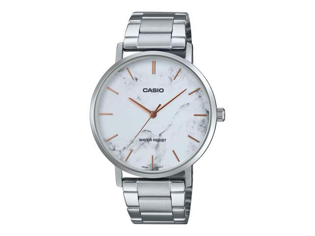 Click here for Casio Mens Silver Stainless Steel Watch with Marbl... prices