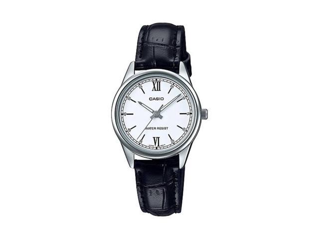 Click here for Casio Womens Black Leather Strap White Dial Analog... prices