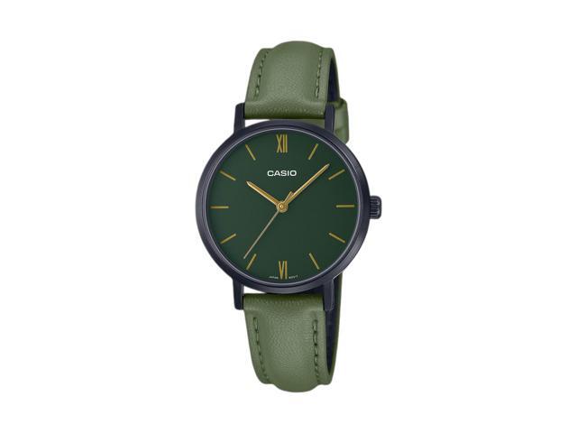 Click here for Casio Womens Black Case Green Dial Leather Strap W... prices