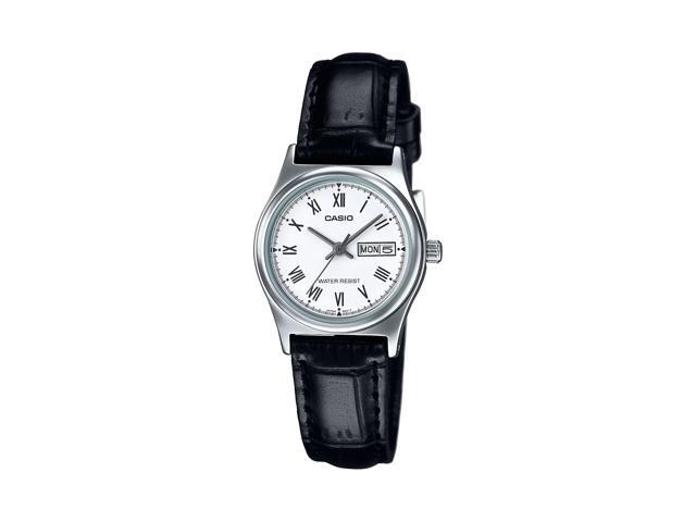 Click here for Casio Womens White Dial Black Leather Strap Watch... prices