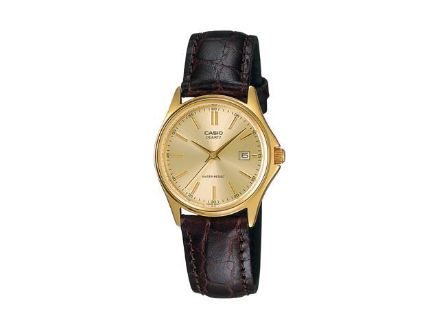 Click here for Casio Womens Gold Dial Brown Leather Strap Watch -... prices
