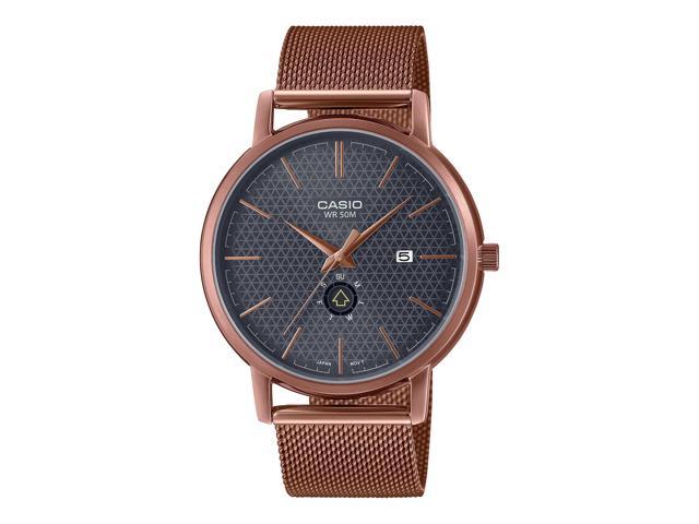 Click here for Casio Mens Rose Gold Gray Dial Stainless Steel Mes... prices