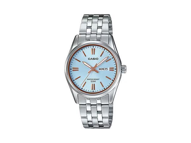 Click here for Casio Womens Ice-Blue Dial Stainless Steel Bracele... prices