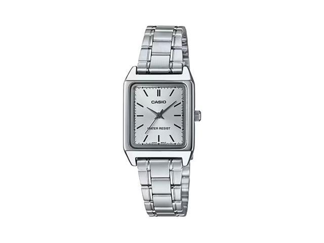 Click here for Casio Womens Silver Dial Stainless Steel Rectangul... prices