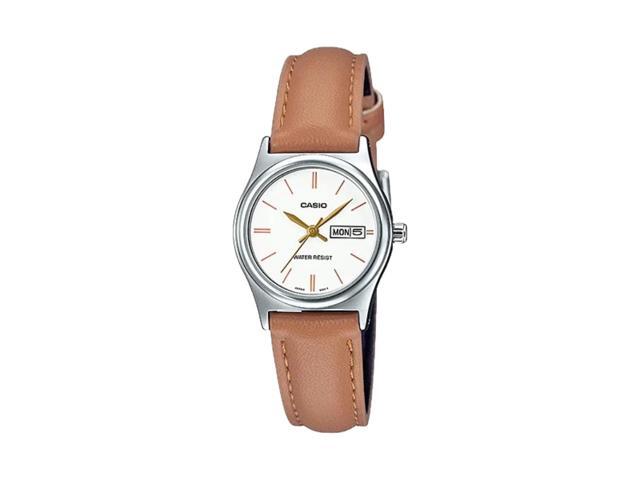 Click here for Casio Womens White Dial Brown Leather Strap Watch... prices