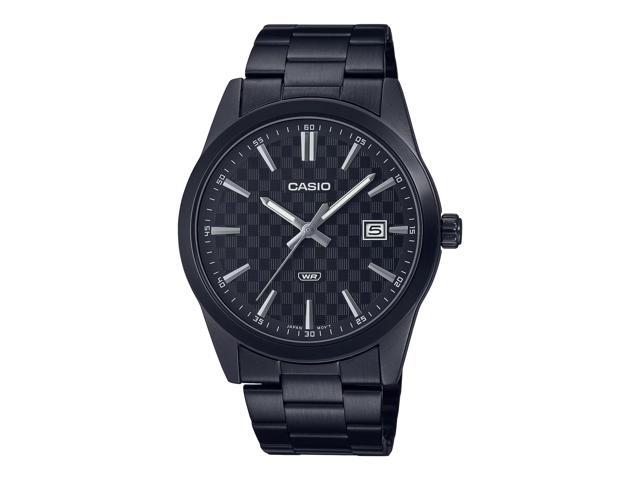 Click here for Casio Mens Black Analog Watch Black Dial Steel Bra... prices