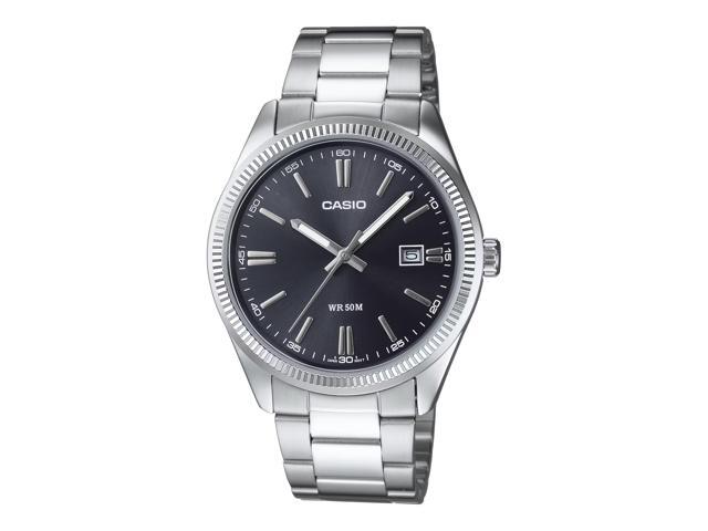 Click here for Casio Mens Silver Analog Watch Black Dial Stainles... prices