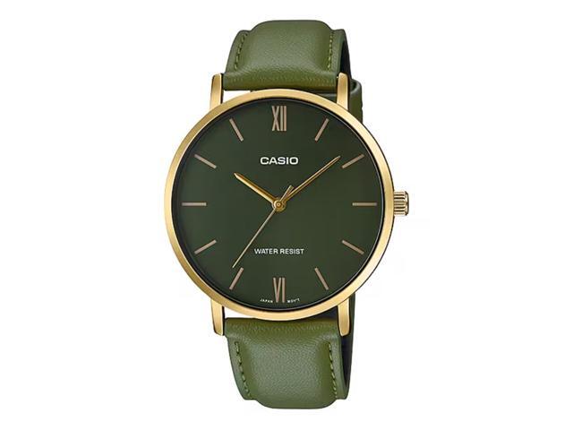 Click here for Casio Mens Green Leather Analog Watch with Green D... prices