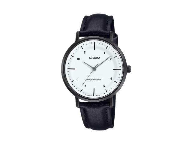 Click here for Casio Womens Black Leather Strap White-Dial Watch... prices