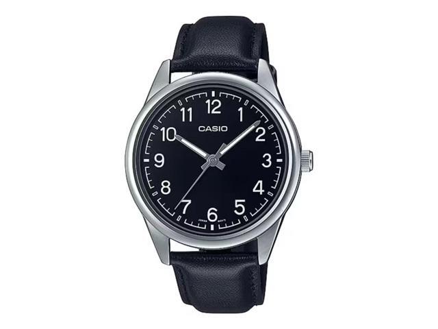 Click here for Casio Mens Black Leather Watch with Black Dial - M... prices