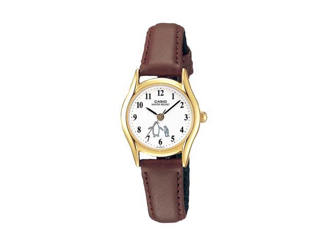 Click here for Casio Womens Brown Leather Band White Dial - LTP-1... prices