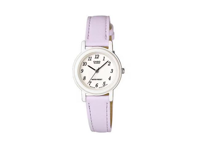 Click here for Casio Womens White Dial Pink Leather Strap Watch -... prices