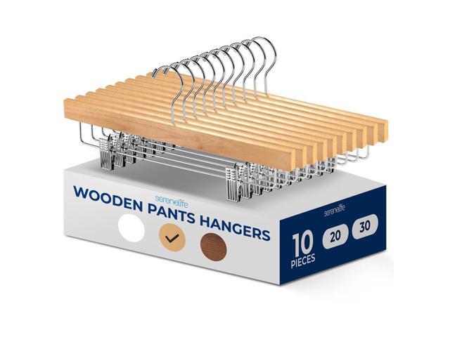 Click here for SereneLife 10 Pcs. Premium Wooden Pants Hangers -... prices
