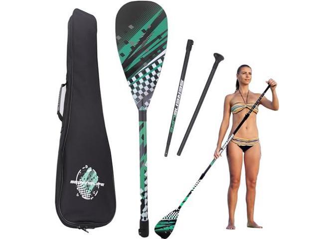 SereneLife Adjustable 3-Piece Sup Paddle with Carry Bag - Black