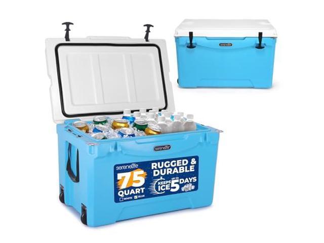 SereneLife 75-Quart Portable Cooler Box  Holds Up to 63 Cans - Blue