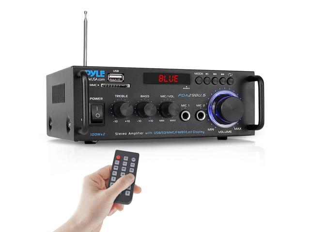 Pyle Stereo Power Amplifier With Bluetooth  Rca  Usb/Sd/Fm  100 Watt - Black