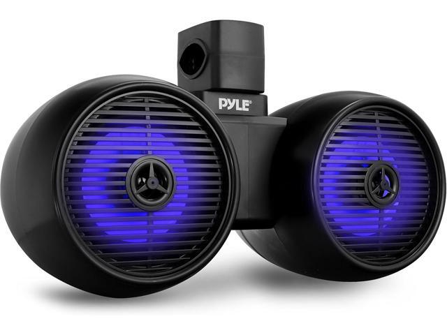 Pyle 6.5 Marine Bluetooth Wakeboard Speaker System with Led Lights  200W  Black - Black