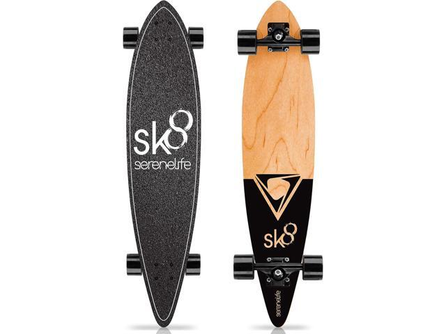 SereneLife 8" Canadian Maple Deck Skateboard  Mini Cruiser for All Ages (Black) - Black